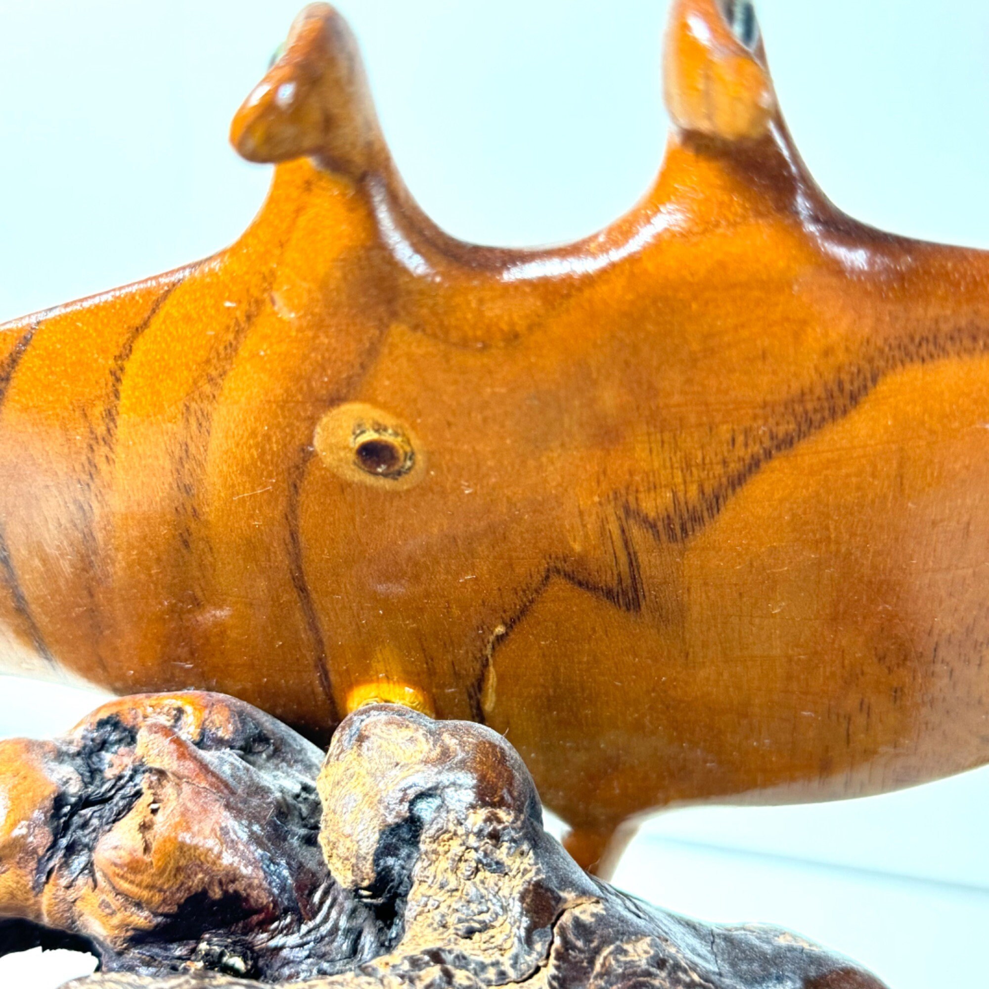 Vintage Hand-carved Manta Ray Wood Sculpture on Base - Etsy