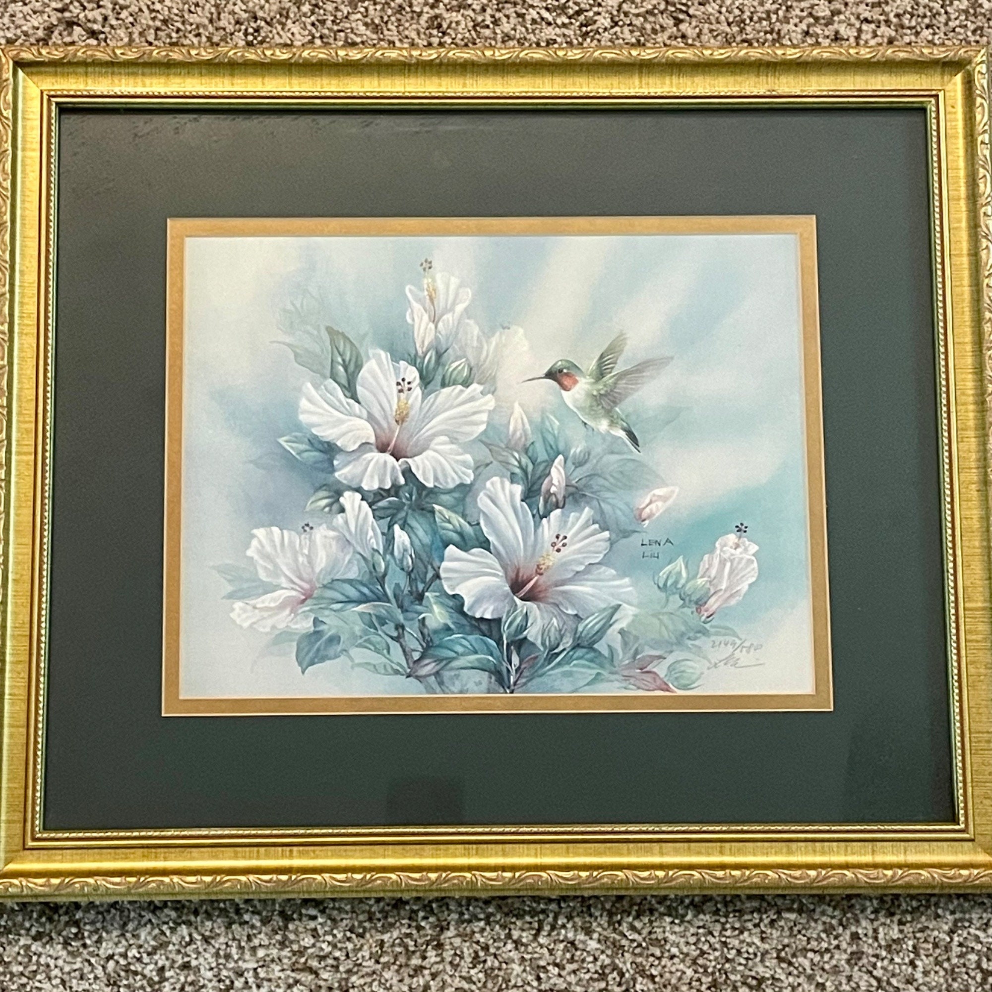 Vintage Signed and Numbered Lena Liu Hummingbird Hibiscus Framed Print - Etsy