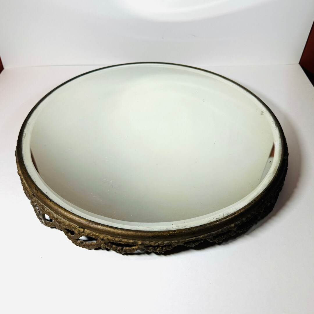 Vintage 14 Platform Beveled Mirror Vanity Display Brass/bronze Base - Etsy