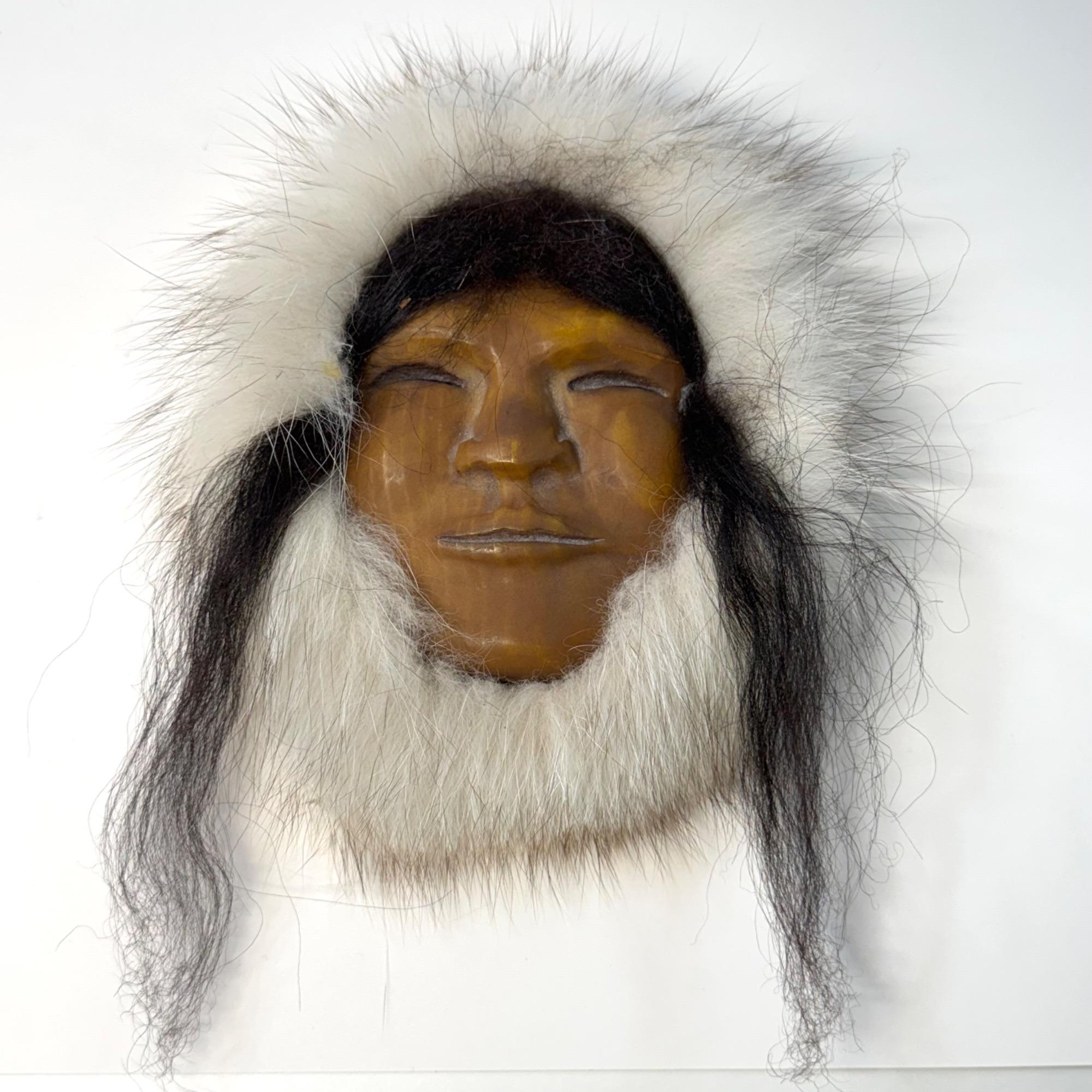 Vtg Inuit Wood and Fox Fur Wall Art by Alaskan Fossil Products ...