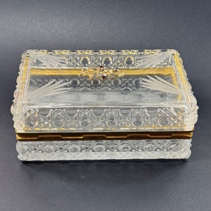 Vintage Crystal Jewelry Box Gold Frame Jeweled STUNNING - Etsy