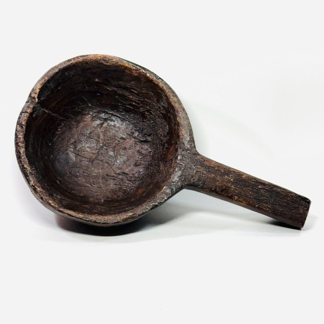 Antique/vintage Large Hand-carved Wood Handled Ladle Bowl - Etsy