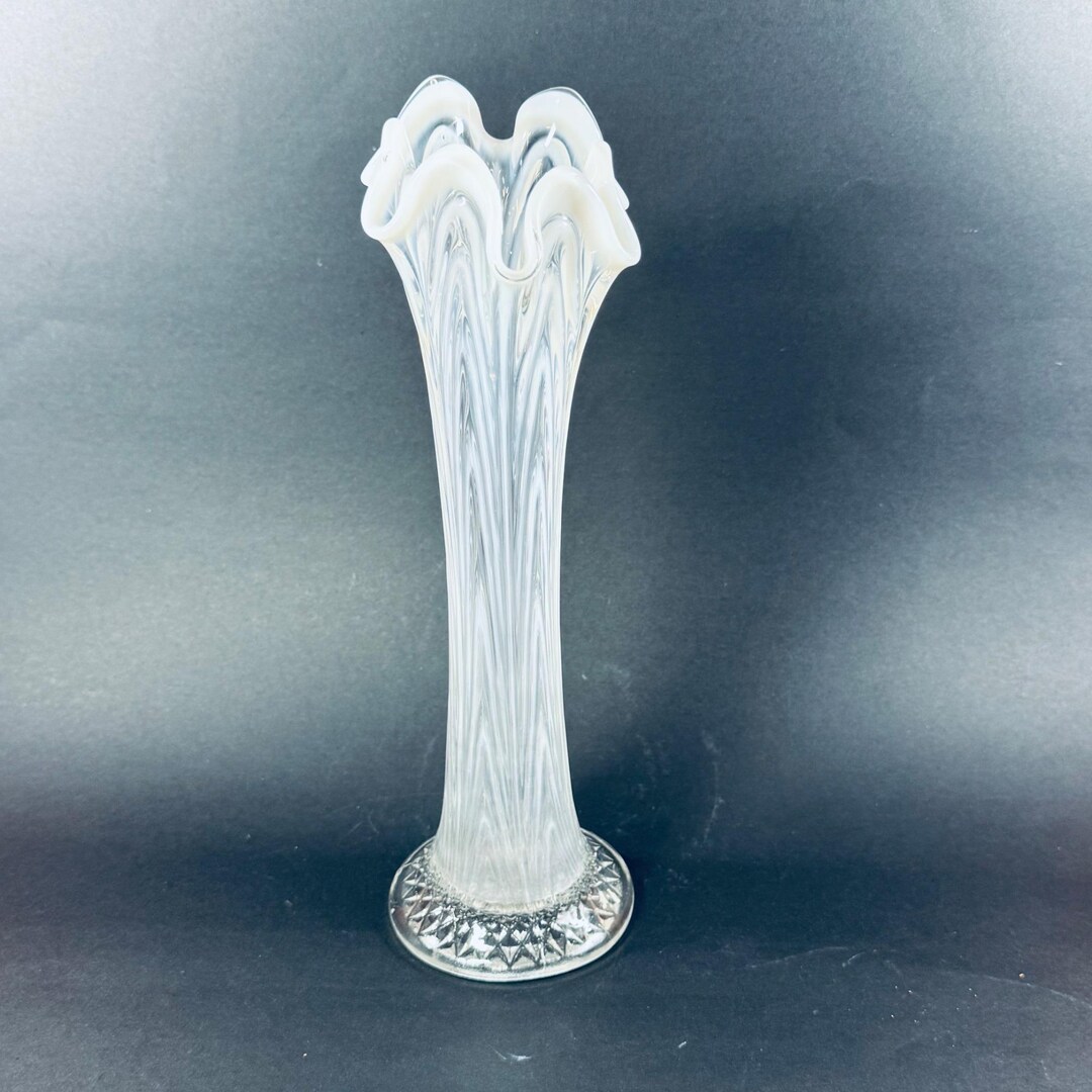 Fenton Antique Reverse Drapery Boggy Bayou Swung Glass Opalescent Vase ...