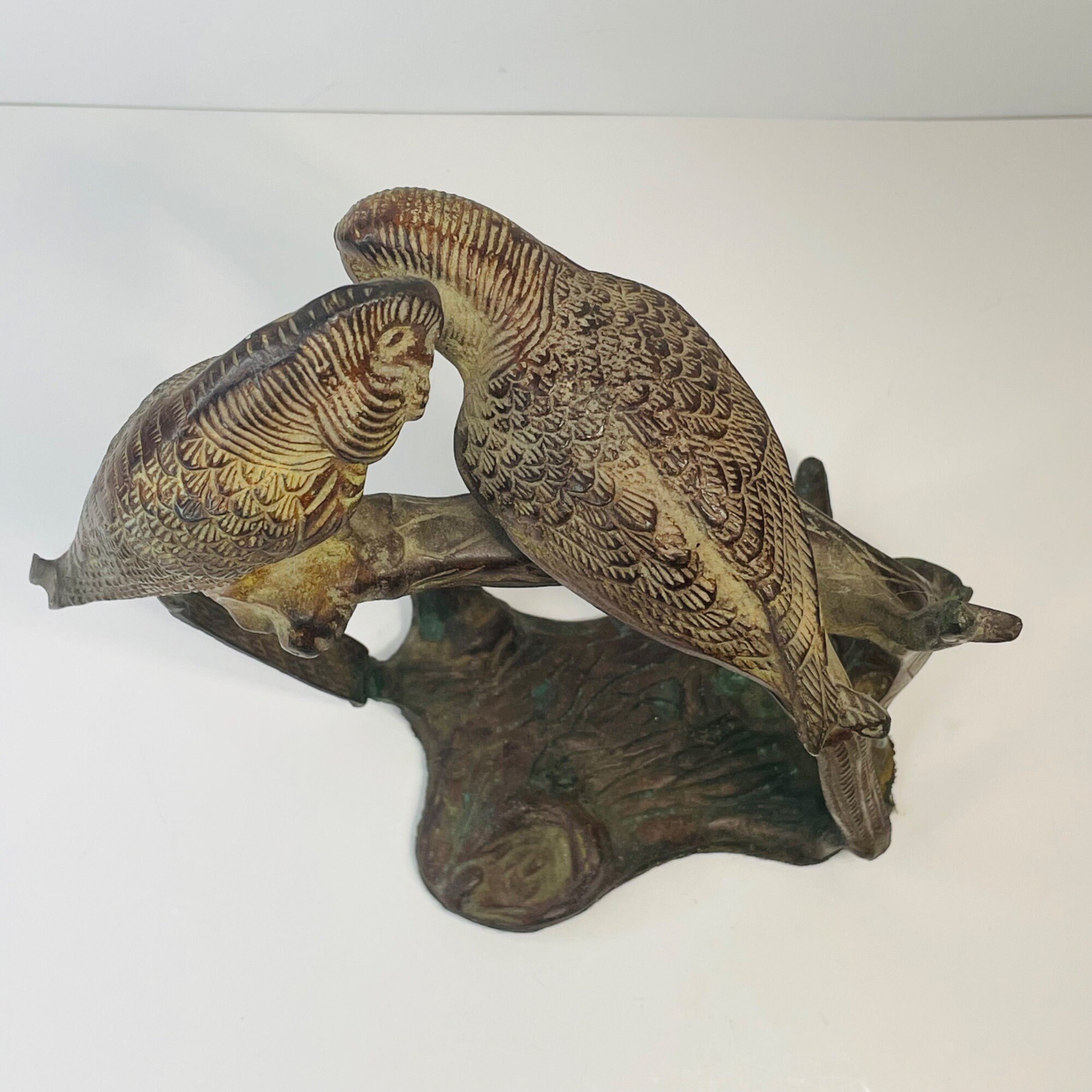 Vintage Long Tail Bronze Parakeets Sculpture Statue - Etsy