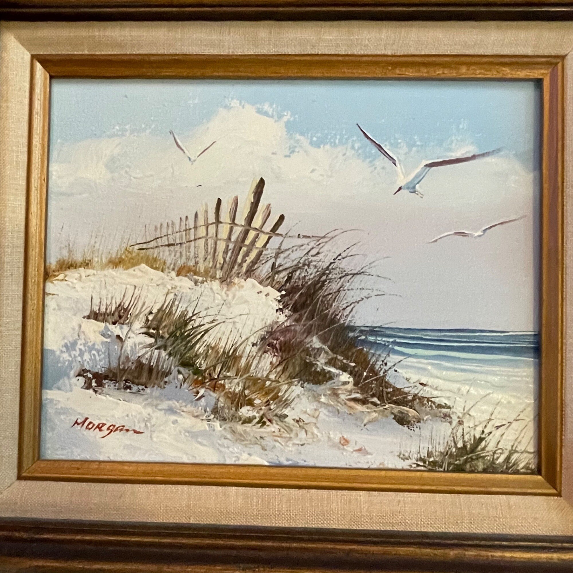 Vintage Signed Morgan Framed Painting Beach Scene Seagulls - Etsy