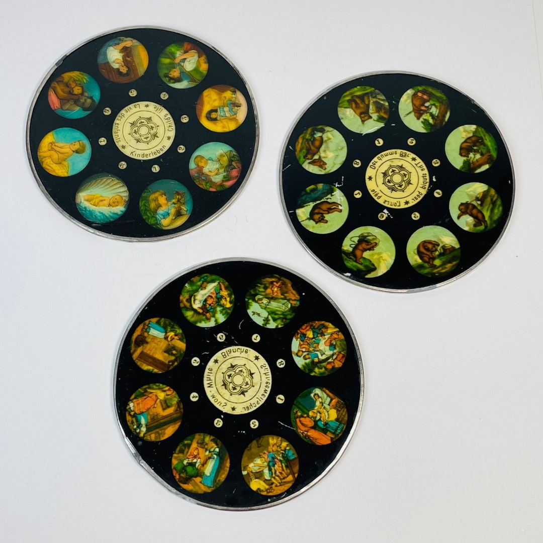 Antique Magic Lantern Round Glass Slides Set of 3 - Etsy
