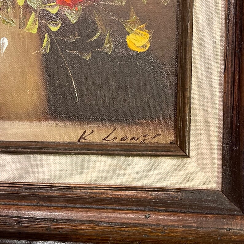 Vintage Framed Flower Floral Signed Painting Reds Yellows - Etsy