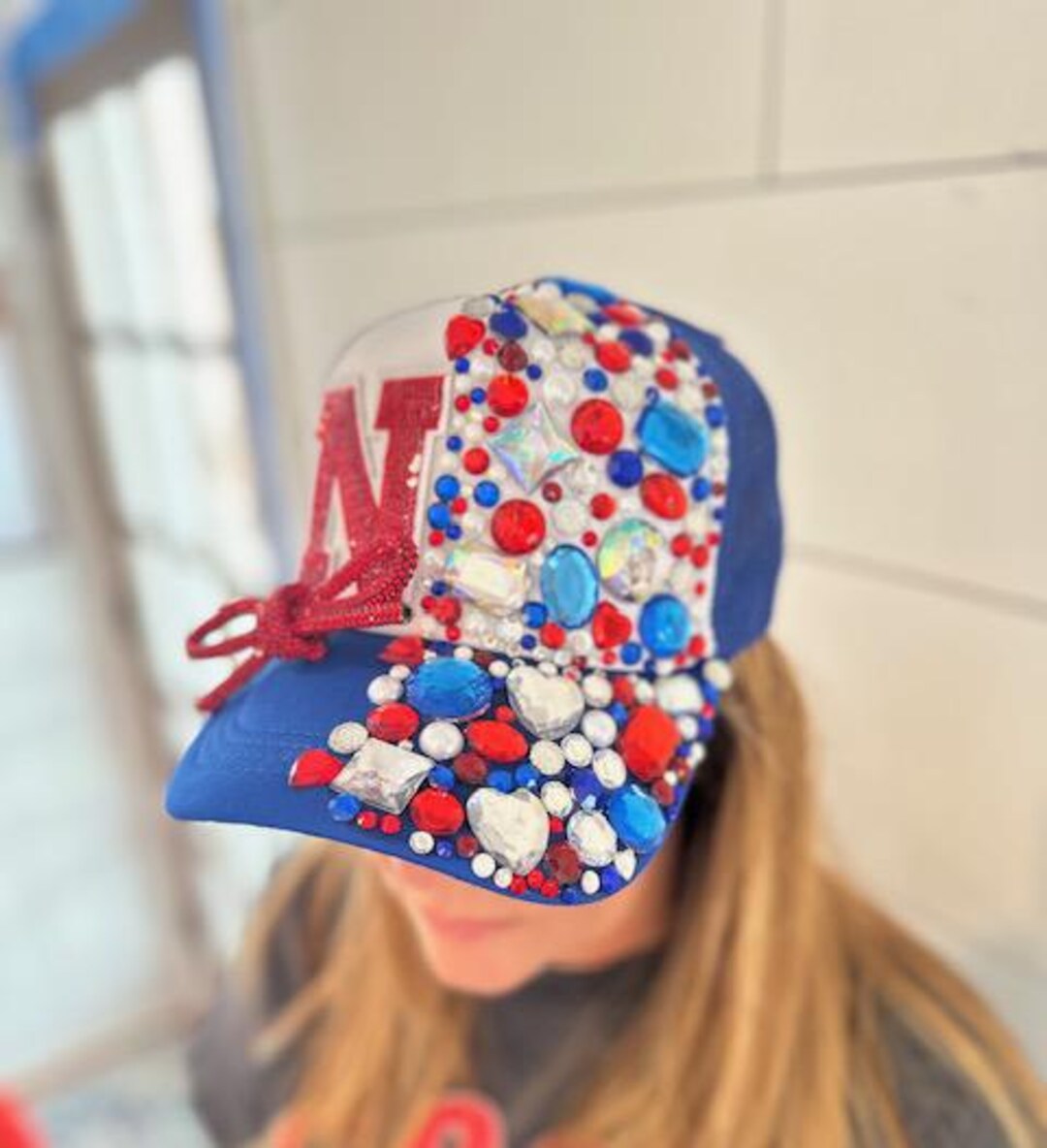 Team Mascot Rhinestone Hat,trucker Hat,team Logo Hat,bedazzled Hat ...