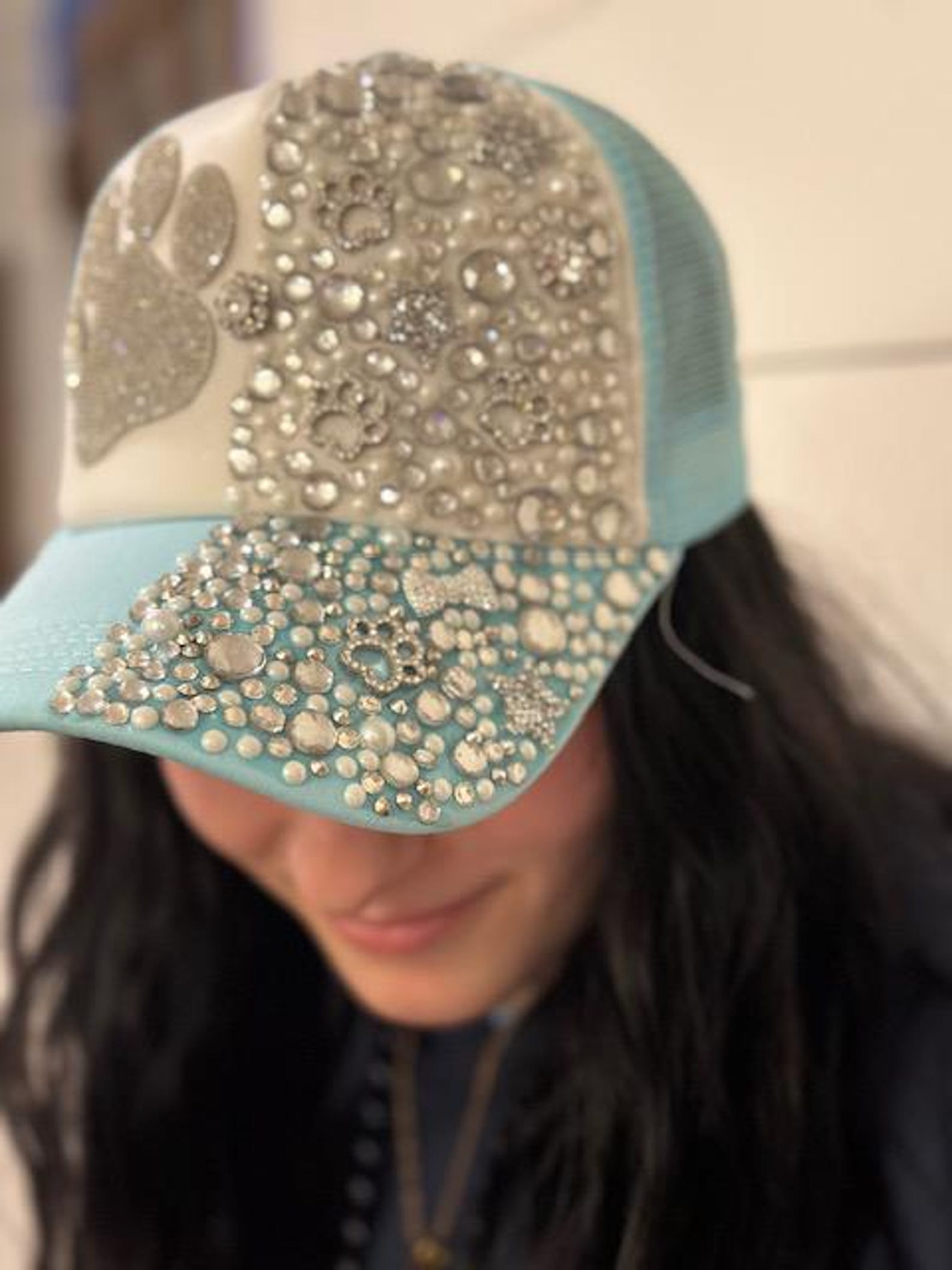 Team Mascot Rhinestone Hat,trucker Hat,team Logo Hat,bedazzled Hat ...