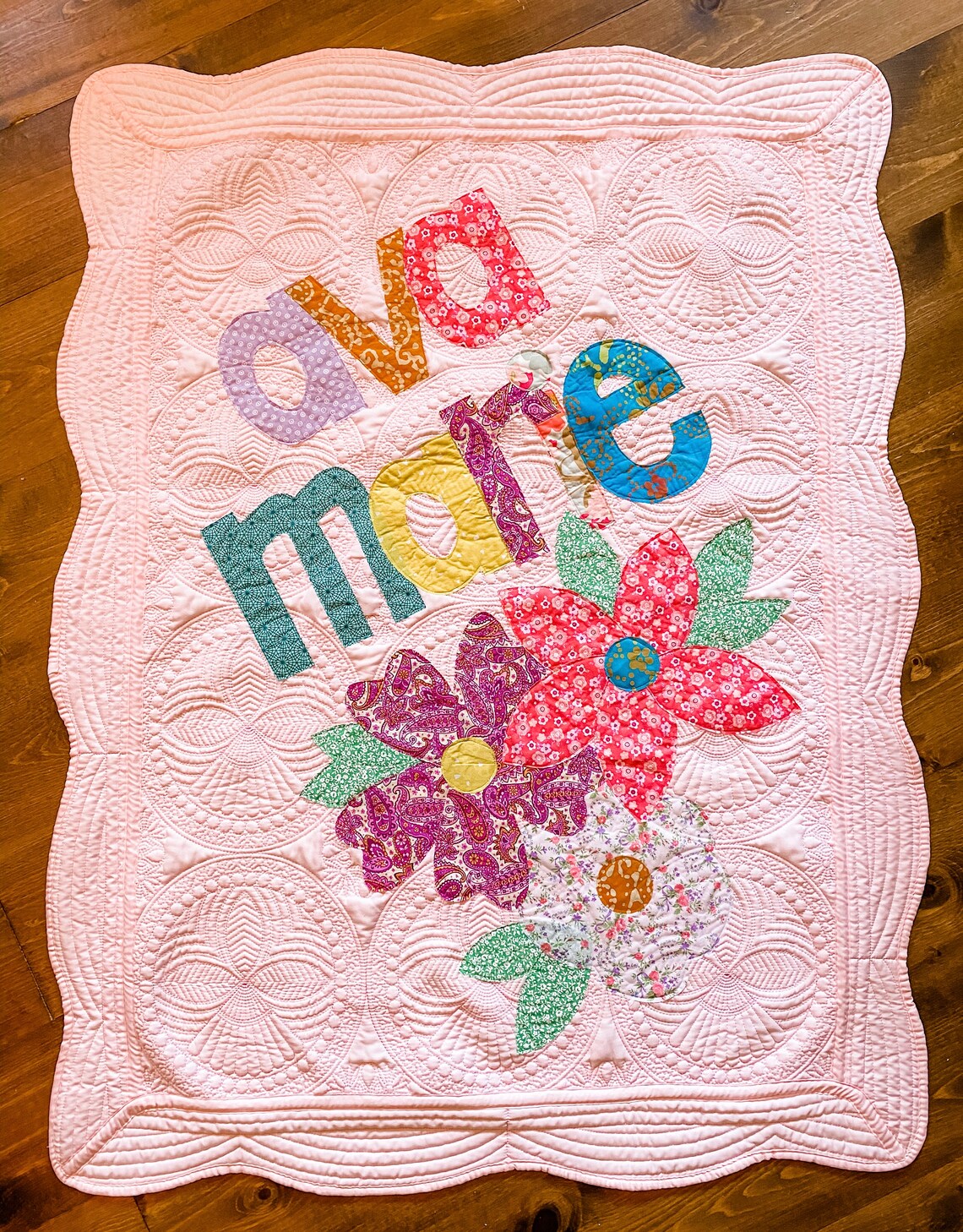 Floral Personalized Baby Quilt, Name Blanket, Baby Blanket, Baby Gift ...