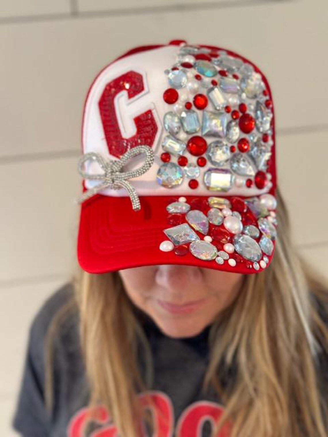 Team Mascot Rhinestone Hat,trucker Hat,team Logo Hat,bedazzled Hat ...