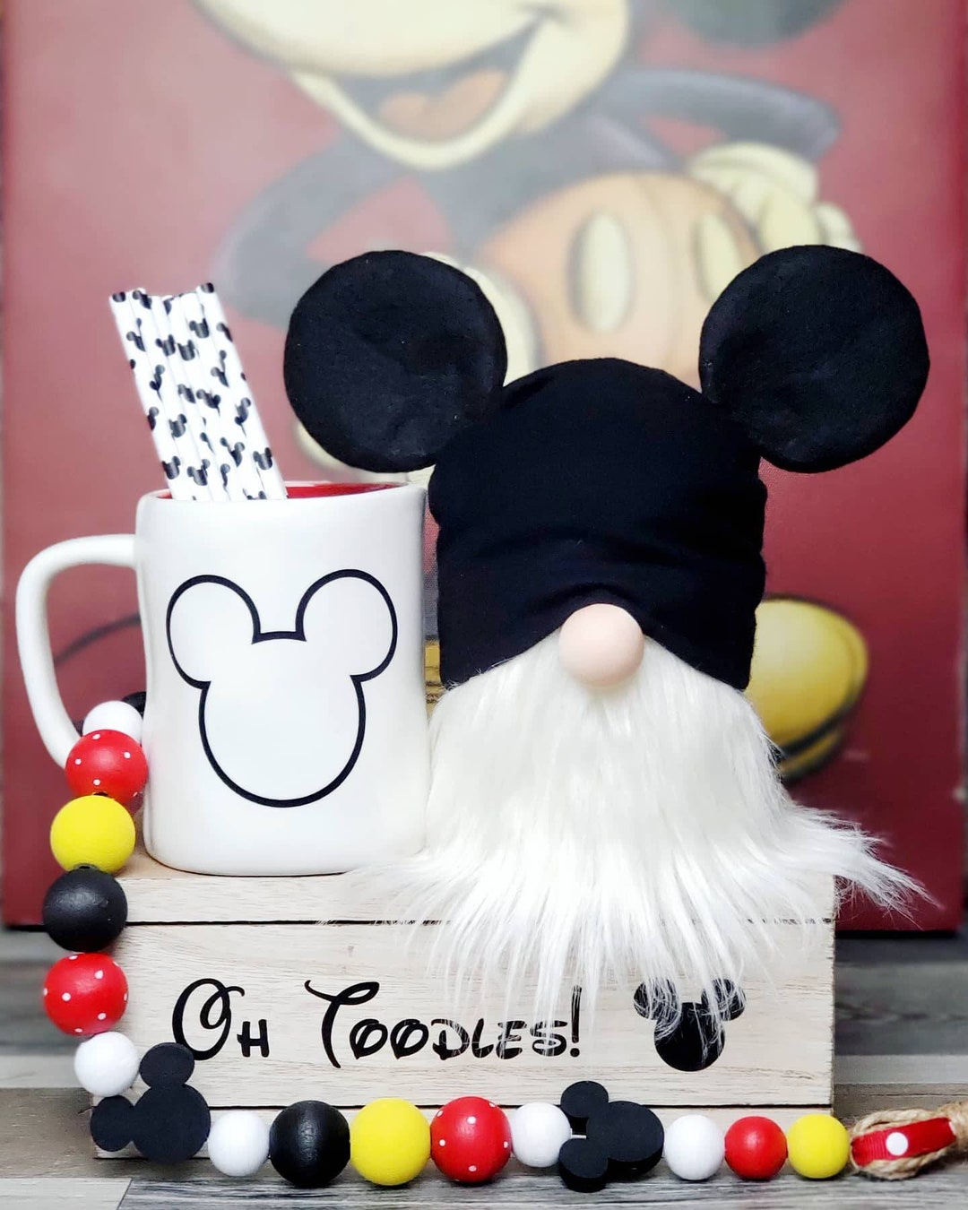 Mouse Inspired Gnome,mouse Wood Bead Garland, Mouse Gnome, Gnomes ...