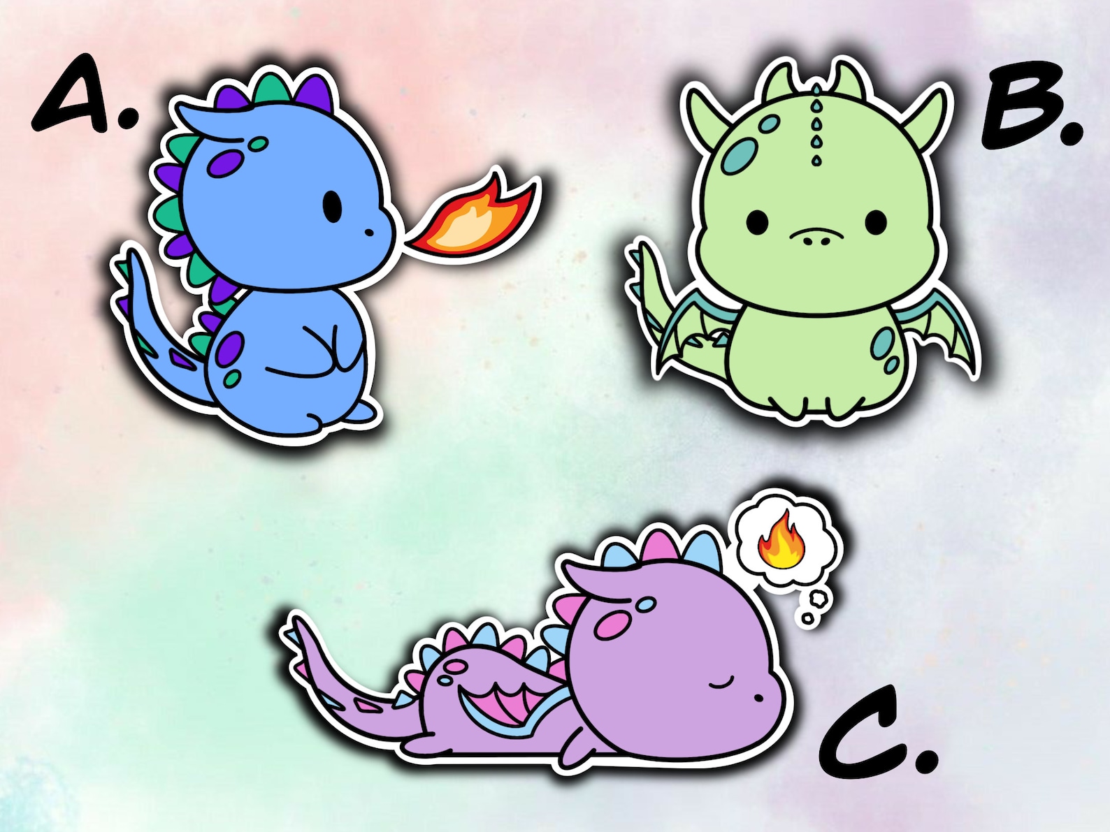 Pegatina dragones / Lindo dragon sticker Pack / Pegatinas | Etsy