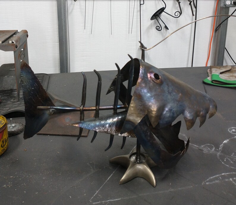 Blacksmith Hand Forged Angler Fish Skeleton Sculpture by the - Etsy