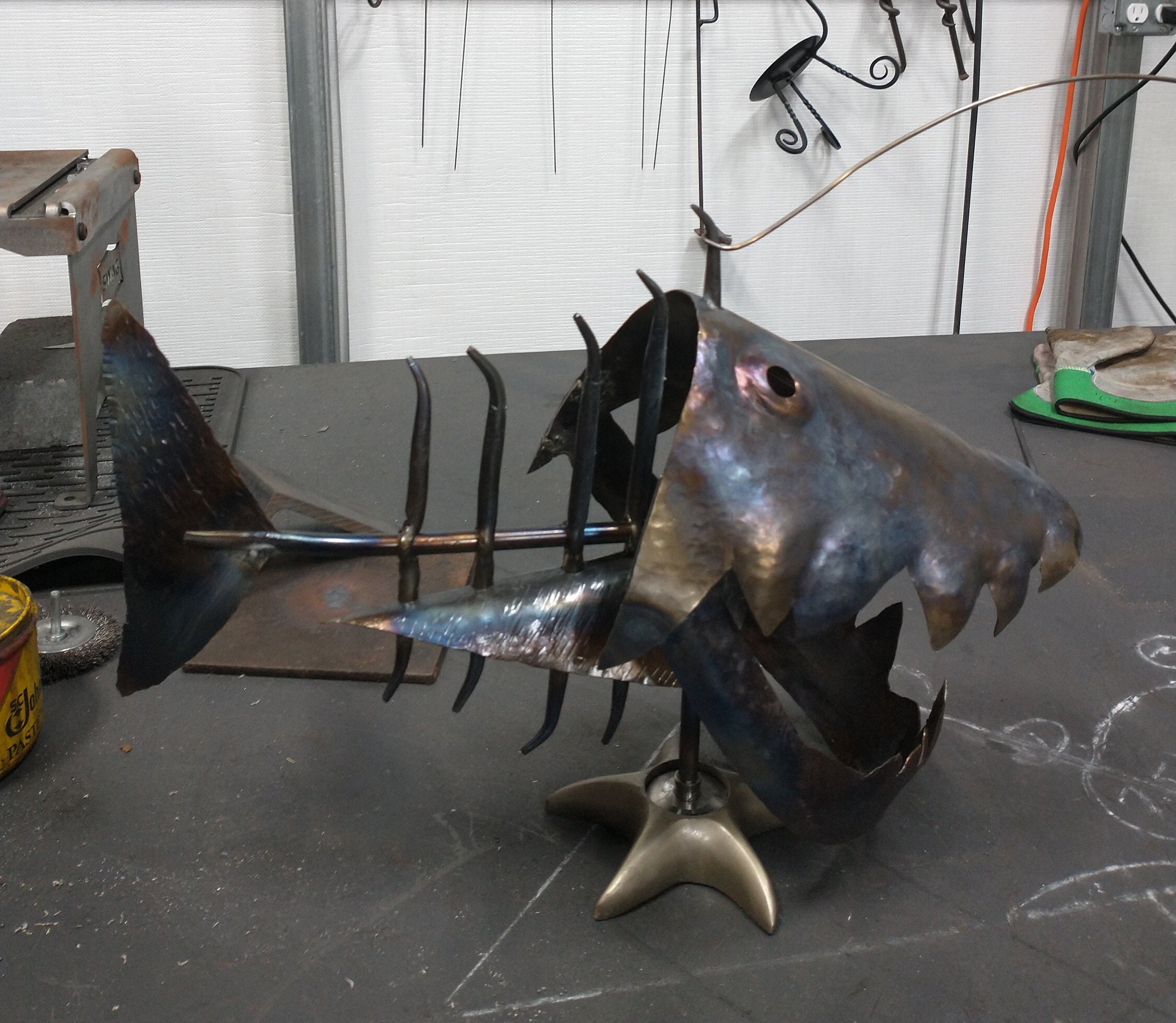 Blacksmith Hand Forged Angler Fish Skeleton Sculpture by the Town ...