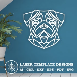 Geometric Dog - Pug - Digital Laser Cut Template - Glowforge Vector ...