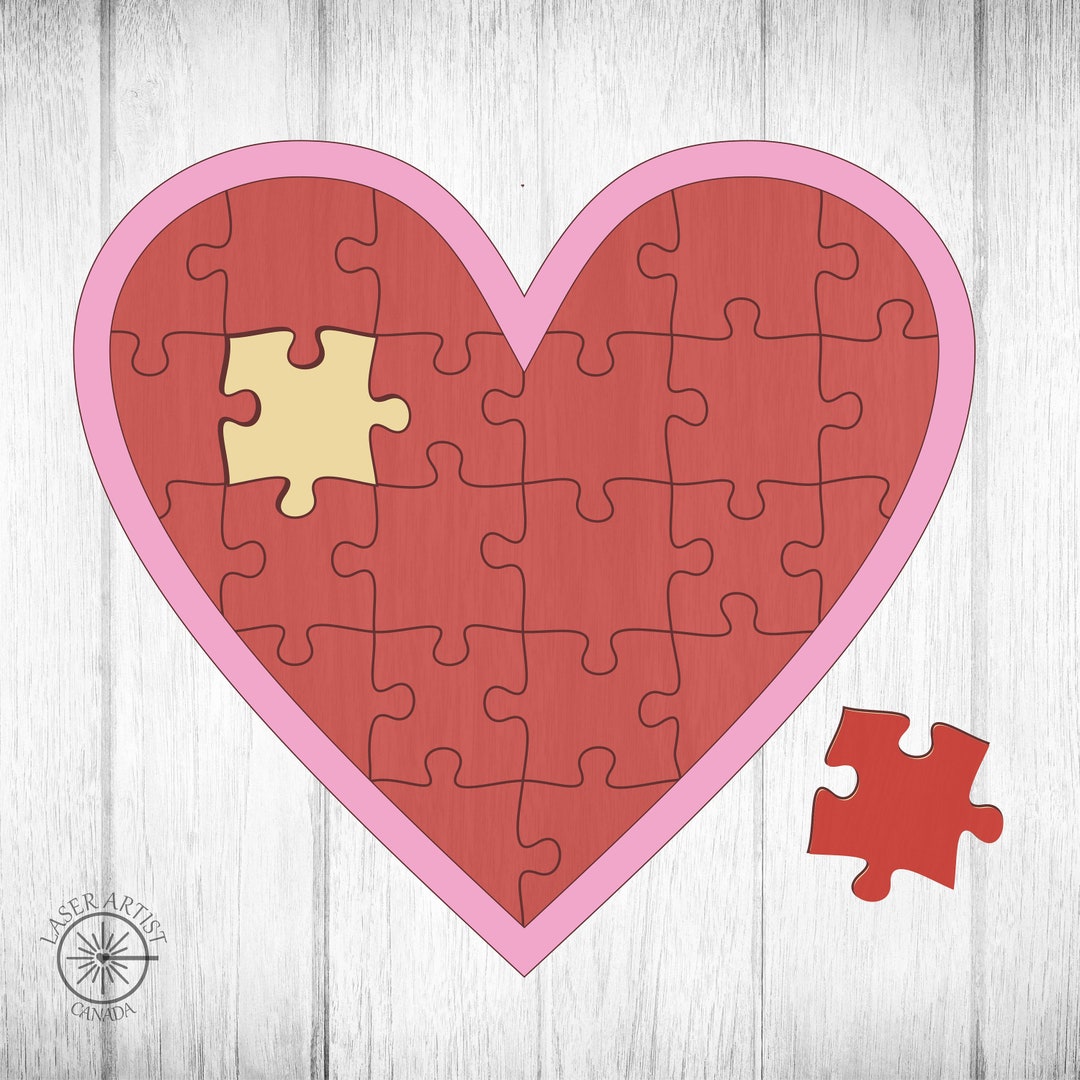 24 Piece Puzzle Heart Template Digital Laser Cut Template - Etsy