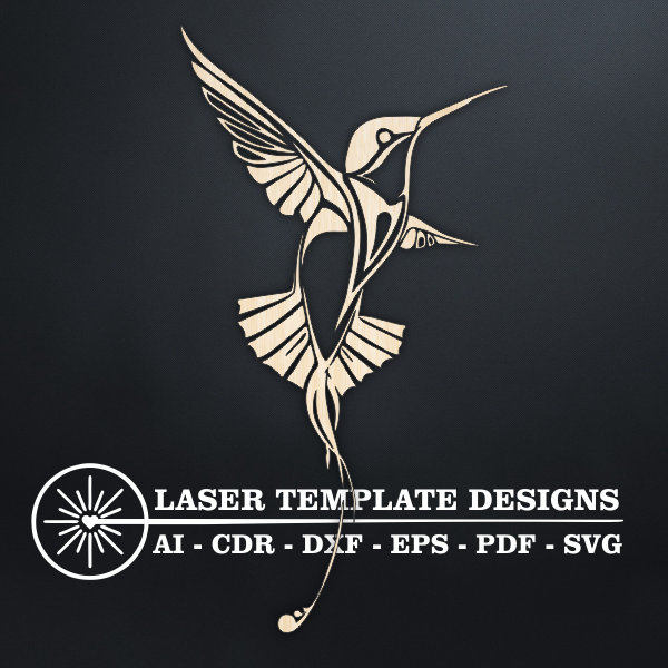 Geometric Hummingbird - Digital Laser Cut Template - Glowforge Vector ...