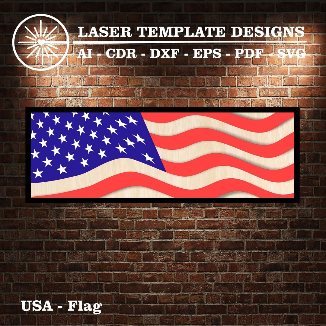USA Flag - Digital Laser Cut Template - Glowforge Vector, Design, Sign ...