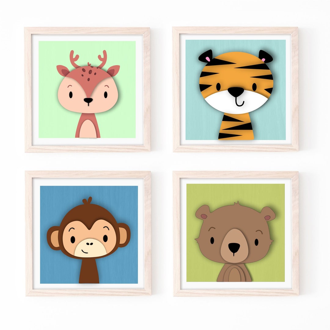 Woodland Baby Animal 3D Signs Set of 4 - Nursery - Laser Template Ai ...