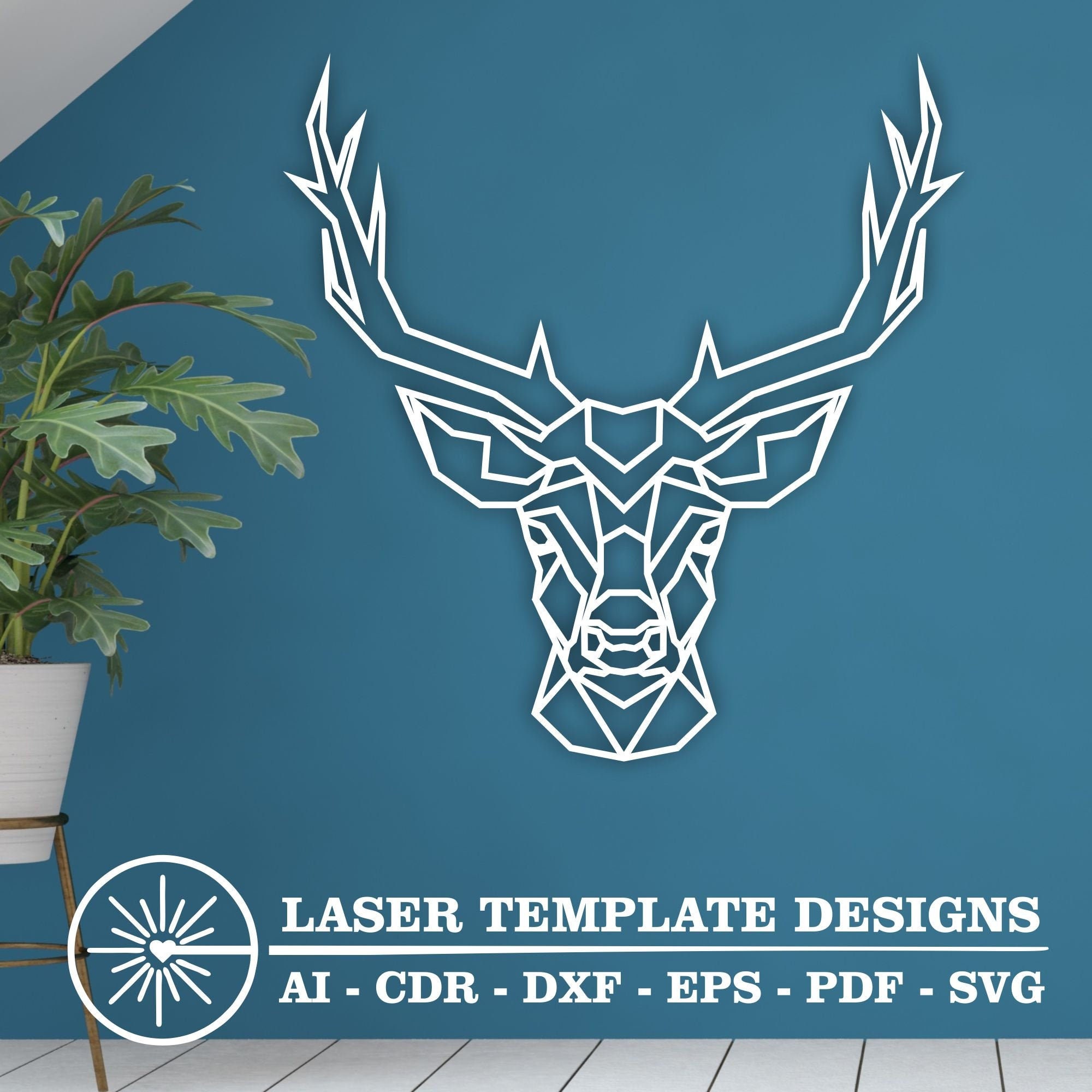 Geometric Stag Digital Laser Cut Template Glowforge | Etsy