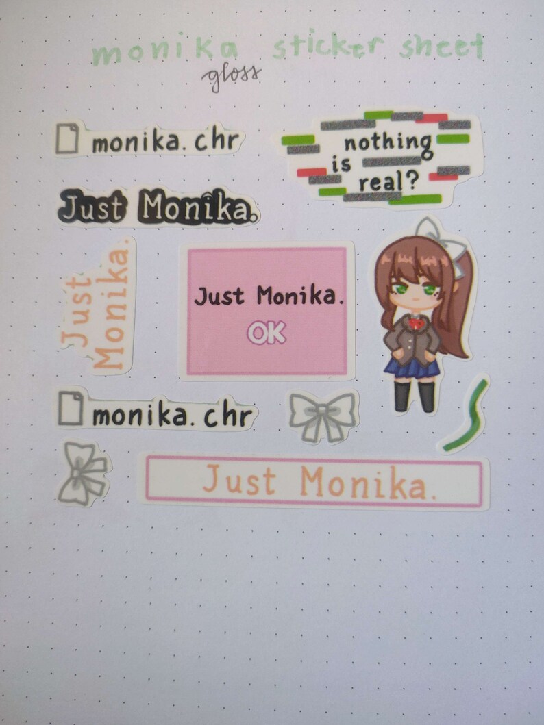 DDLC Monika Sticker Sheet | Stationery for Planners, Bullet Journals ...