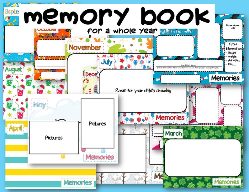 Printable Child Memory Book. Keepsake. School Memory Book. - Etsy UK