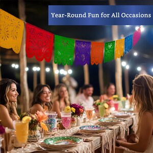 Mexican Party Banners (2 Pack With 10 Multicolor Plastic Flags per ...