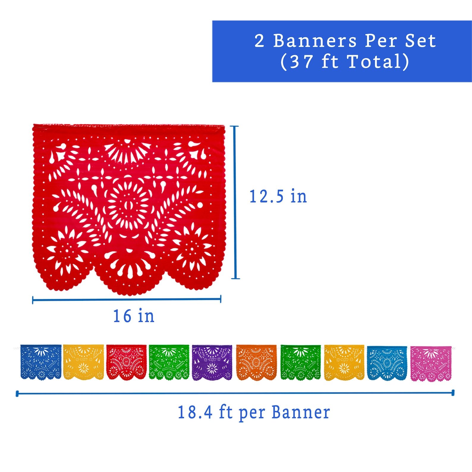 Mexican Party Banners 2 Pack With 10 Multicolor Plastic Flags - Etsy