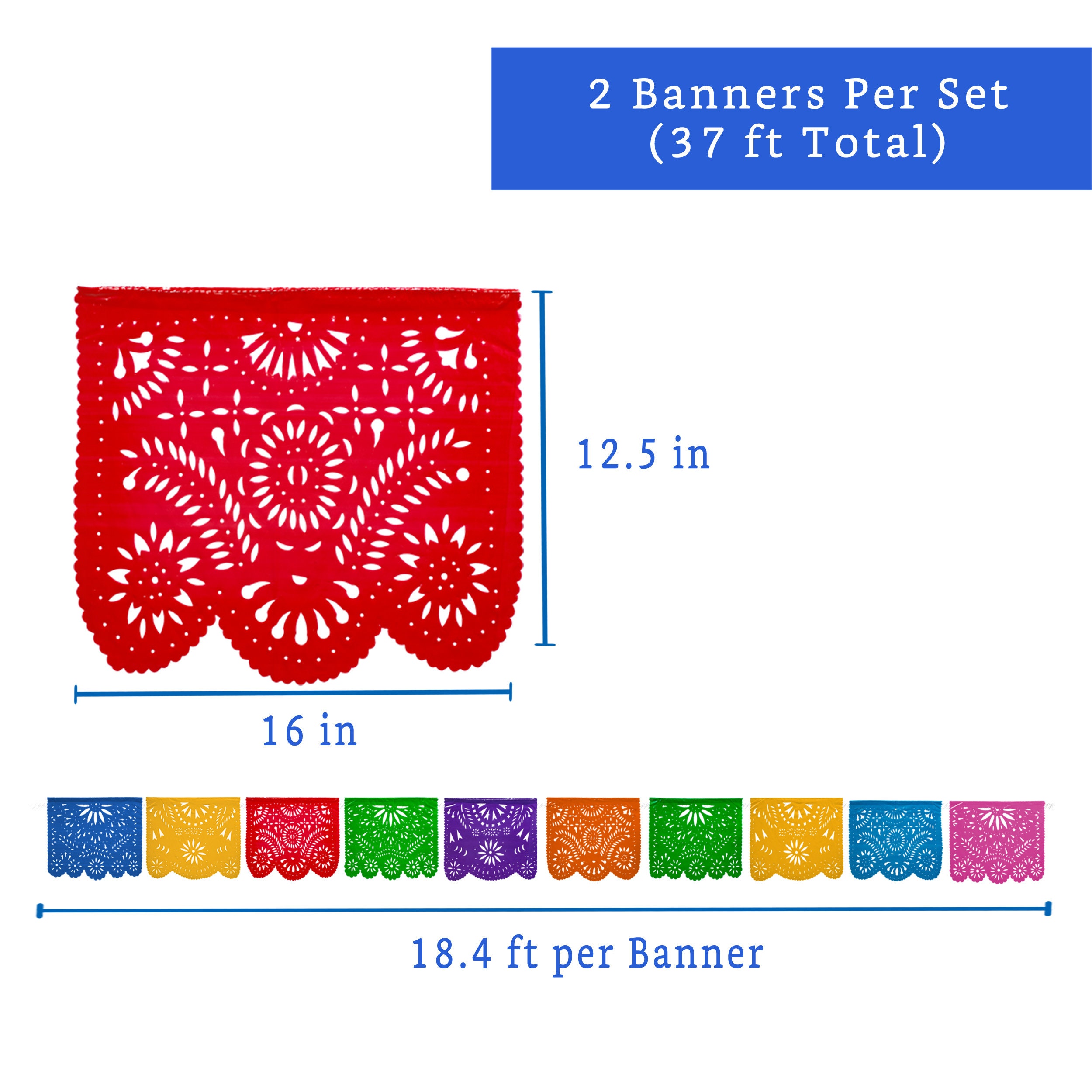 Mexican Party Banners 2 Pack With 10 Multicolor Plastic Flags - Etsy