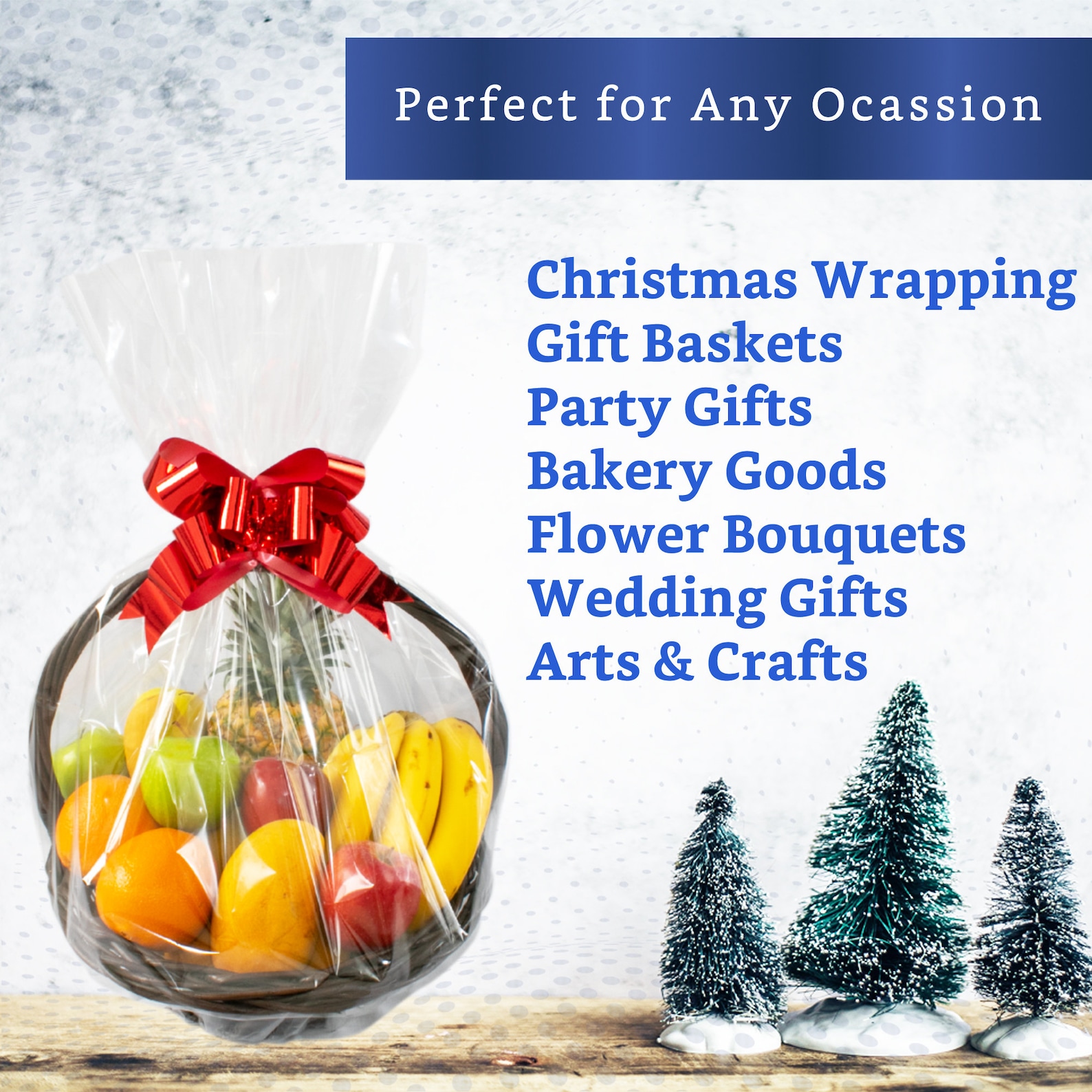 110 Ft Clear Cellophane Wrap Roll (31.5 in X 110 Ft) - Cellophane Roll ...