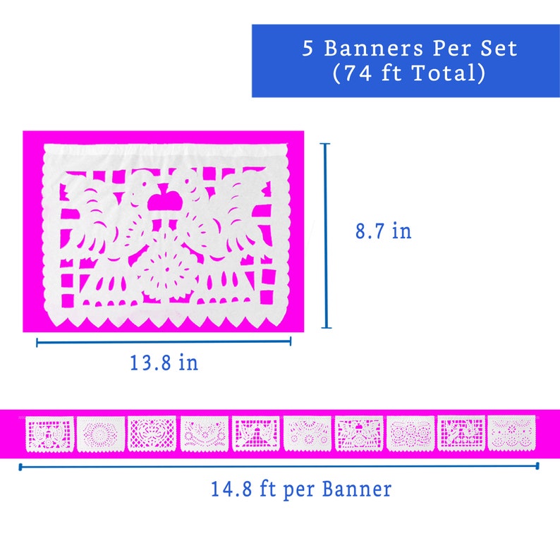 White Papel Picado Banner 5 Pack With 10 TISSUE PAPER Flag - Etsy