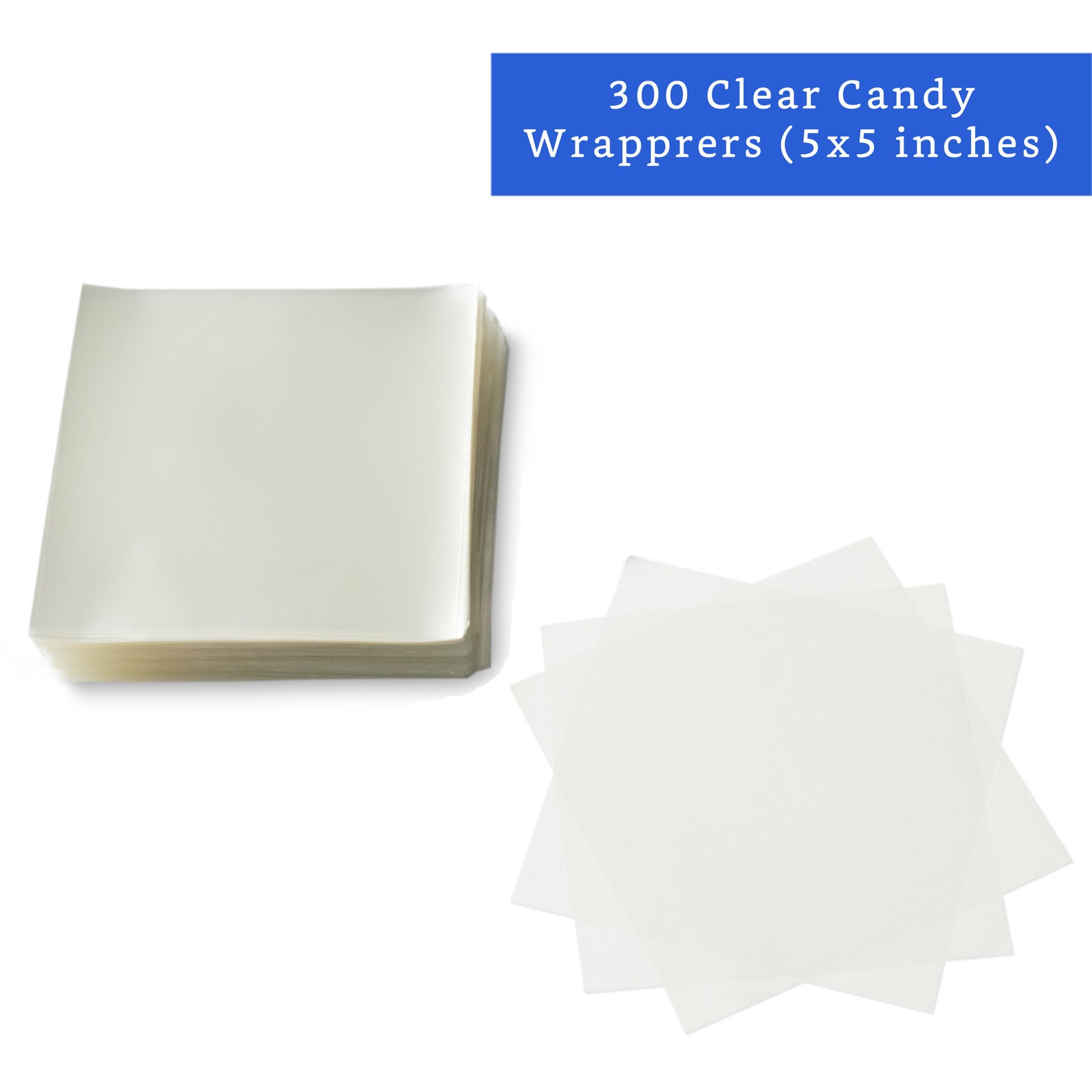 Clear Candy Wrappers for Caramels 300 Pcs 5 X 5 Inches Natural Clear ...