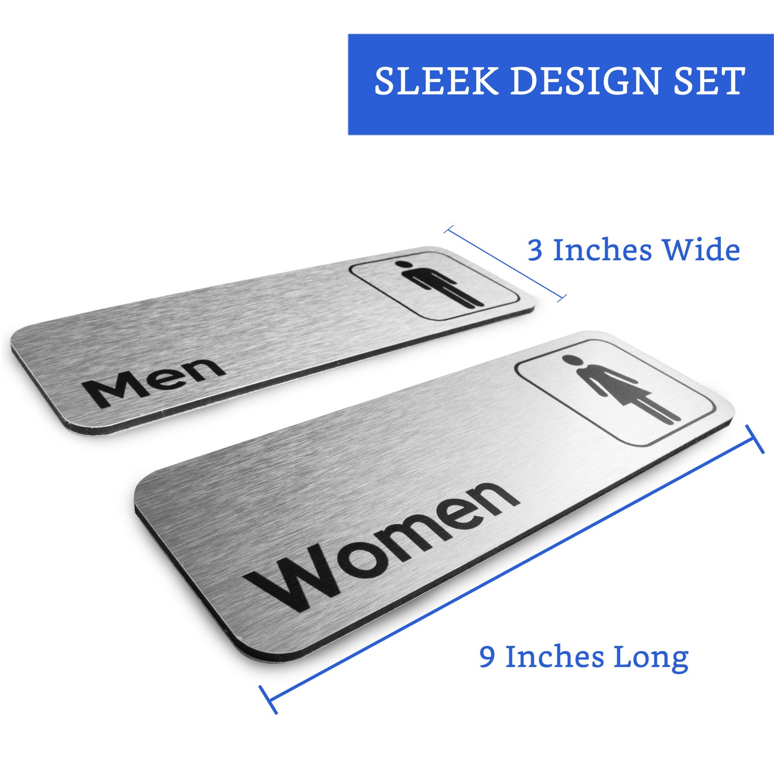 Brushed Aluminum Restroom Signs (set of 2) - Men and Women Modern ...