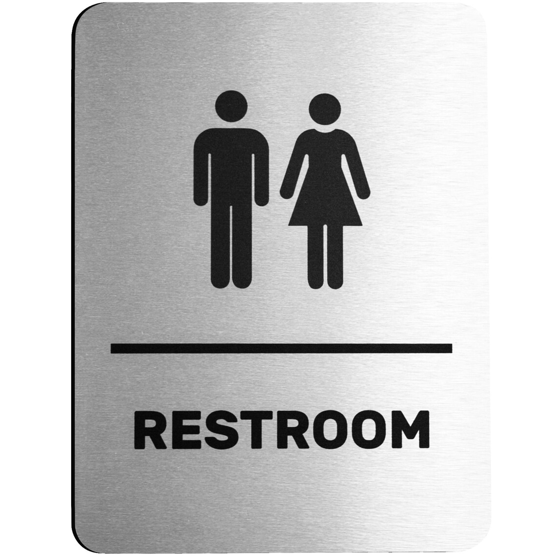 Brushed Aluminum Unisex Restroom Sign - Men and Women Modern Restroom ...