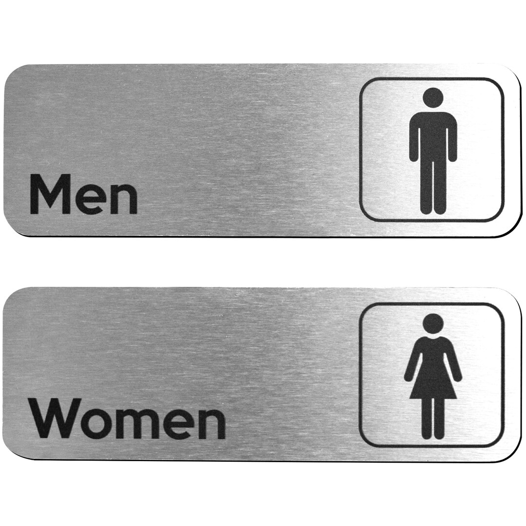 Brushed Aluminum Restroom Signs (set of 2) - Men and Women Modern ...