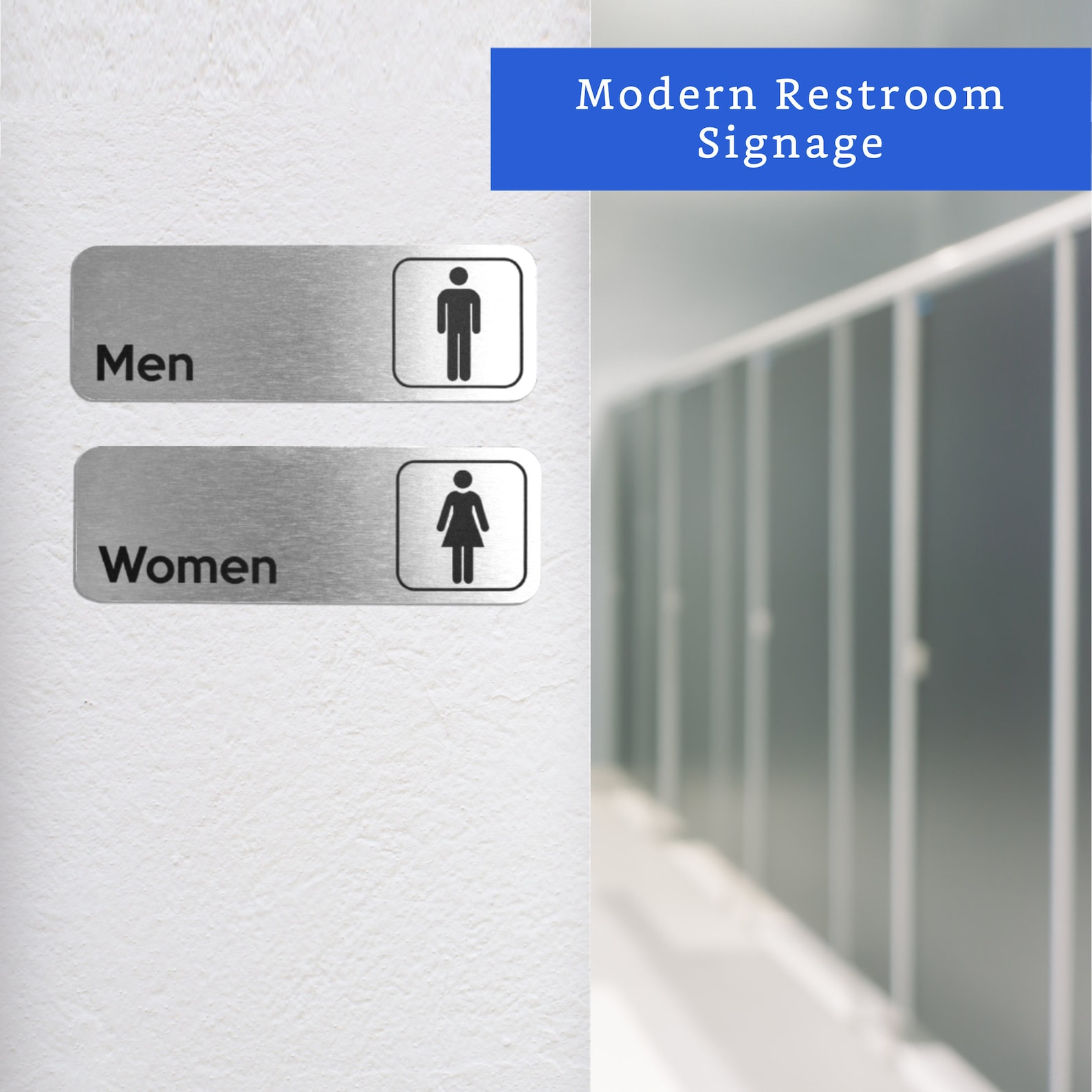 Brushed Aluminum Restroom Signs set of 2 Men and Women - Etsy