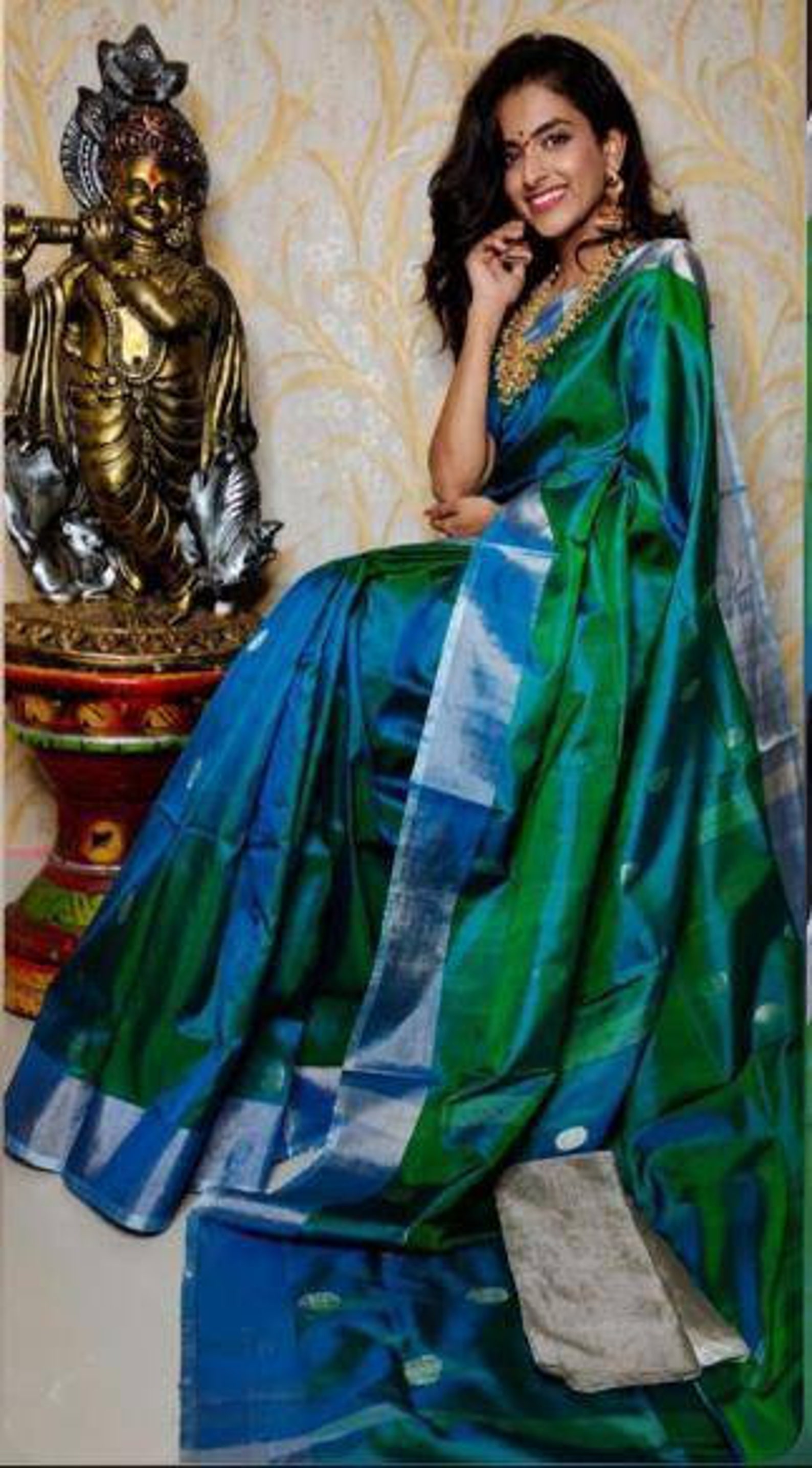 Rama Blue Uppada Coin Putta Soft Silk Saree Light Weight - Etsy