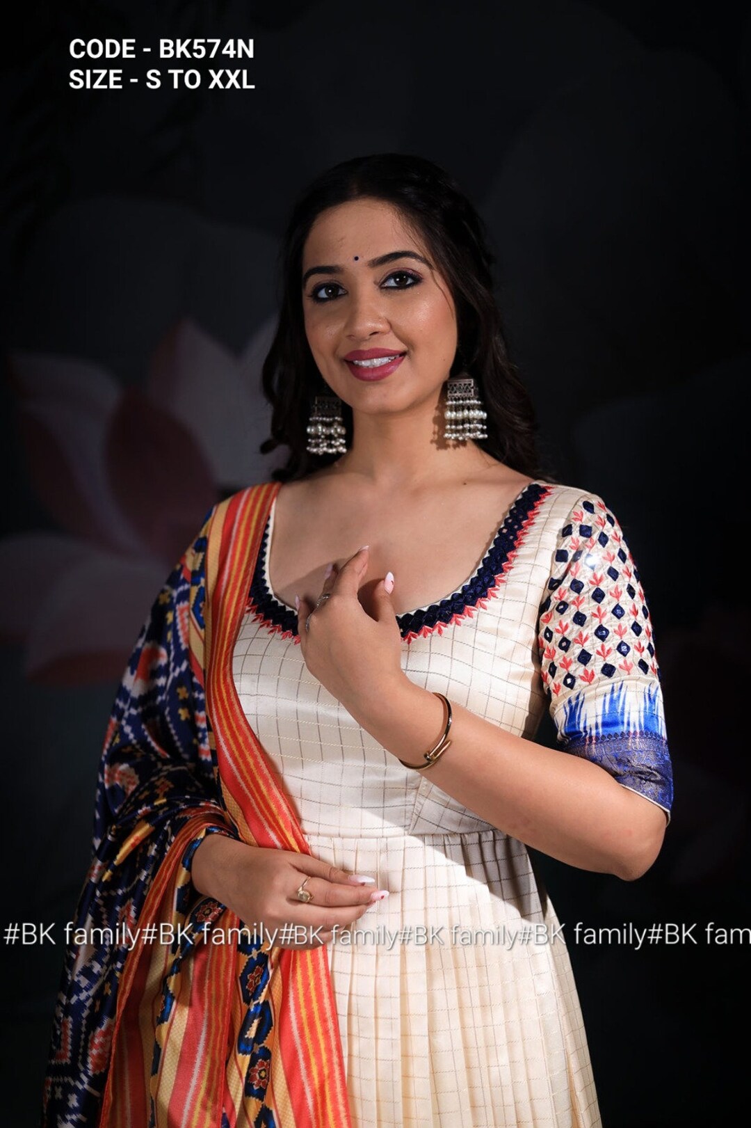 Soft Silk Pattu Dress, Pattu Gown in Deep Blue With Kalamkari Duppata ...