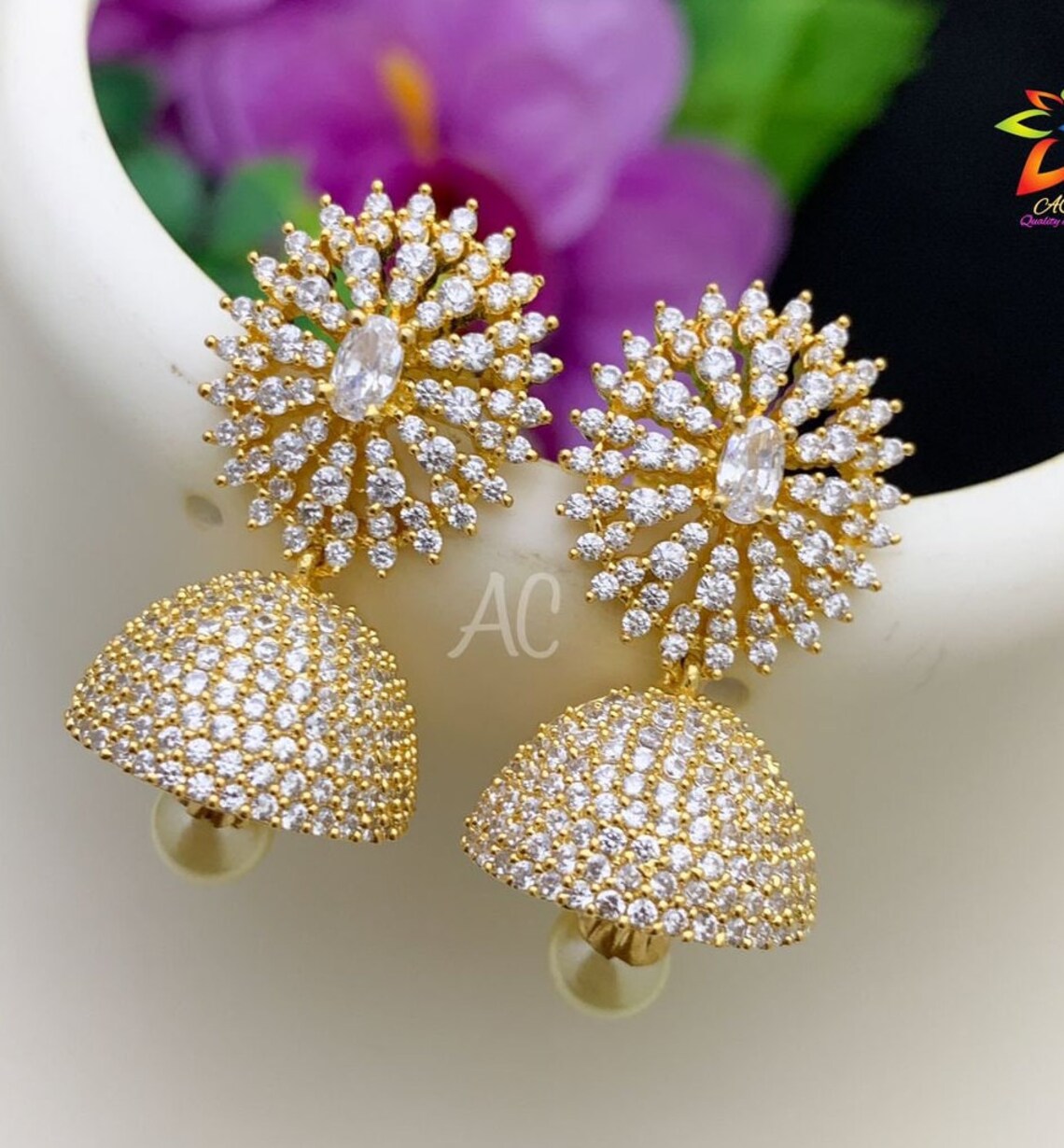 Gold Finish Jumki Set Indian Jewellery Jimiki Set Indian | Etsy UK