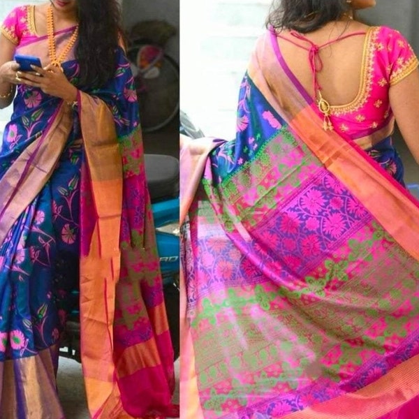Floral Pattu Saree - Etsy