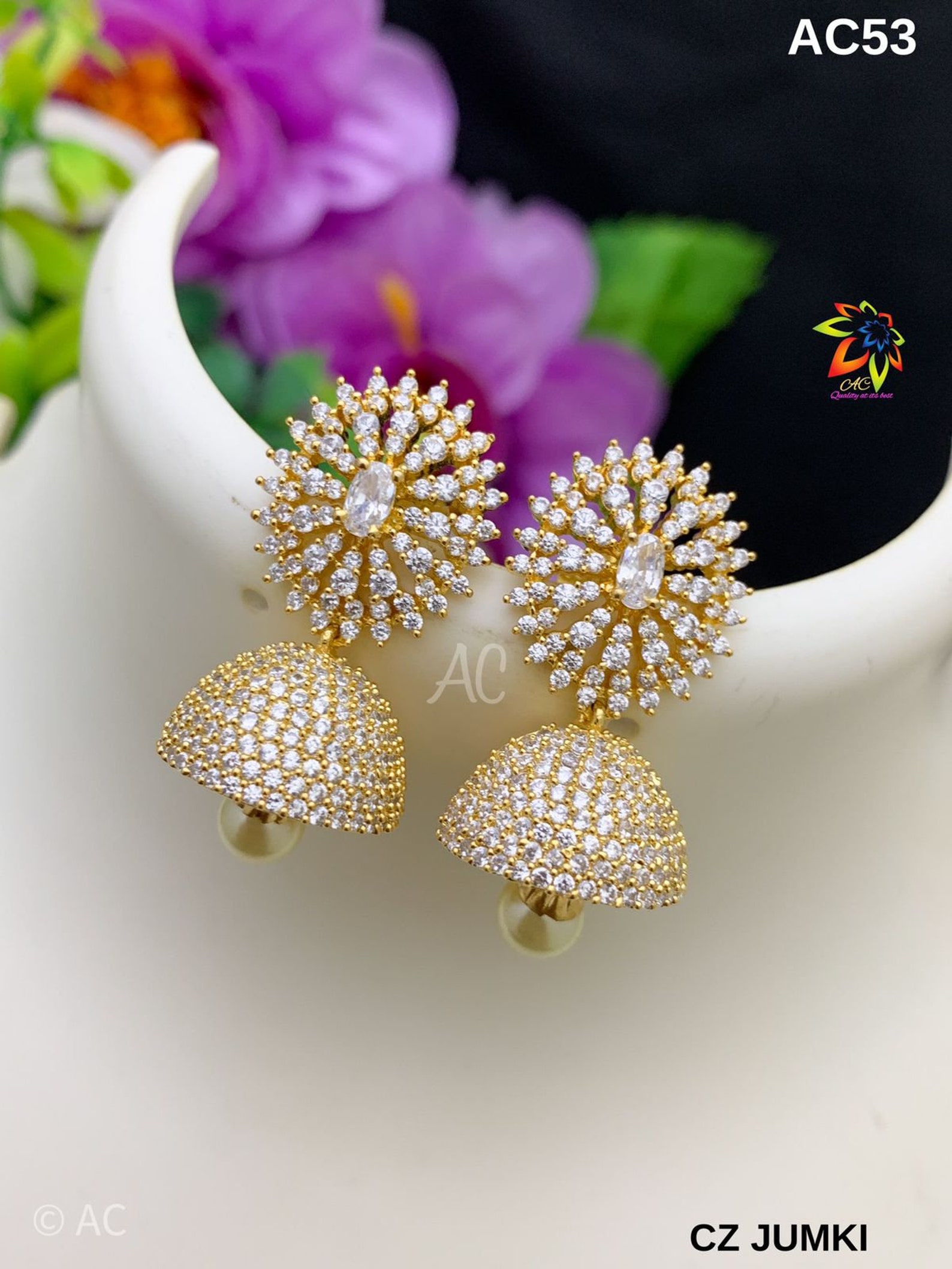 Gold Finish Jumki Set Indian Jewellery Jimiki Set Indian | Etsy UK