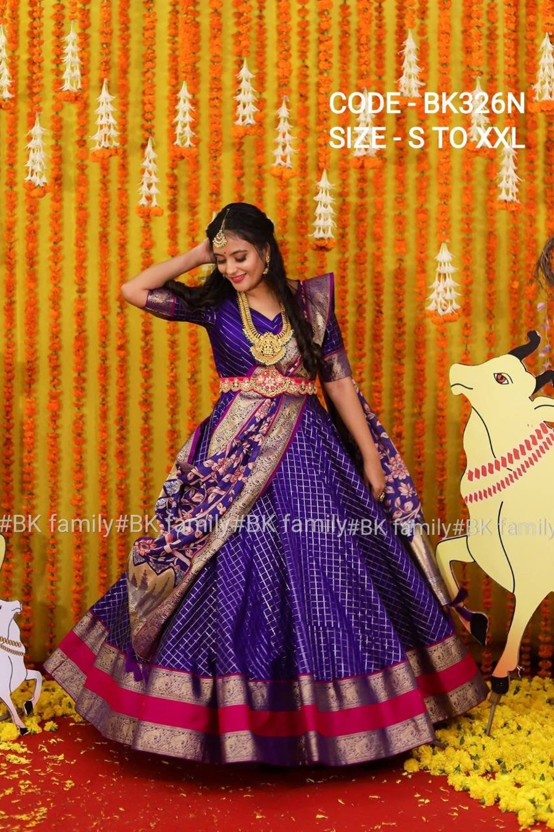 Purple Designer Pattu Dress Wedding Dress Pattu Gown Lehenga Gown L ...
