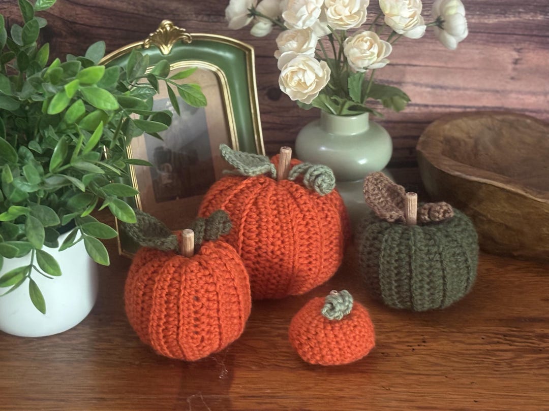 Handmade Crochet Pumpkins Set of 4. Fall, Halloween, Decorations, Decor ...
