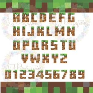 Minecraft Font Alphabet and Number PNG SVG Files Only - Etsy