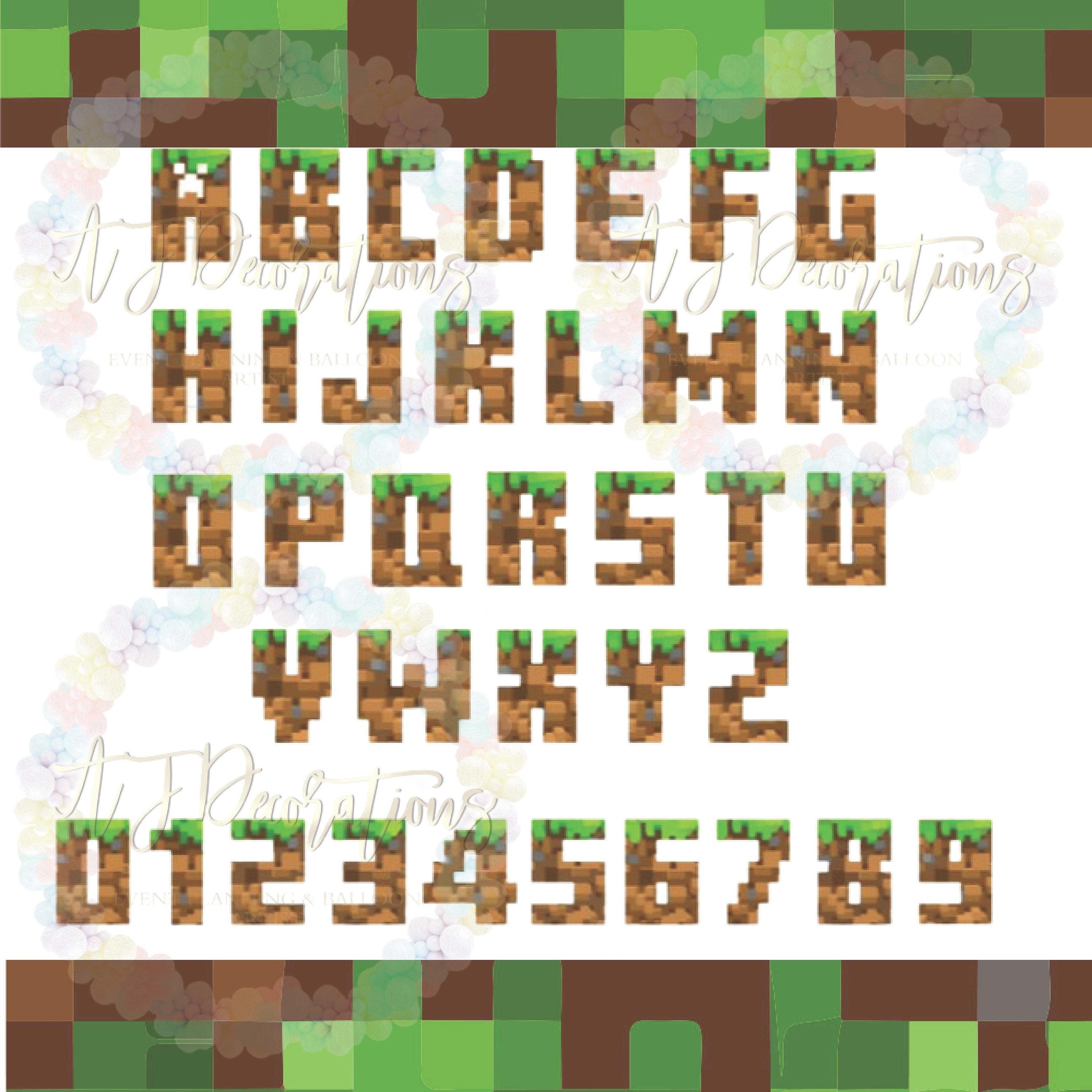 Minecraft Font Alphabet And Number Png Svg Files Only Etsy