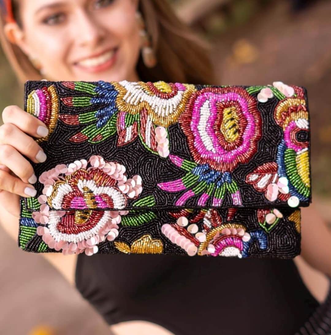 Floral Beaded Clutch Purse, Floral Clutch Bag, Beaded Clutch Purse ...