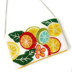 Citrus Bead Clutch Purse, Summer Crossbody Purse, Beaded Clutch Purse ...