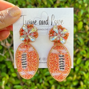 Game Day Glam: Hand Beaded Custom Football Earrings for Sports Enthusiasts Game Day Beaded ...