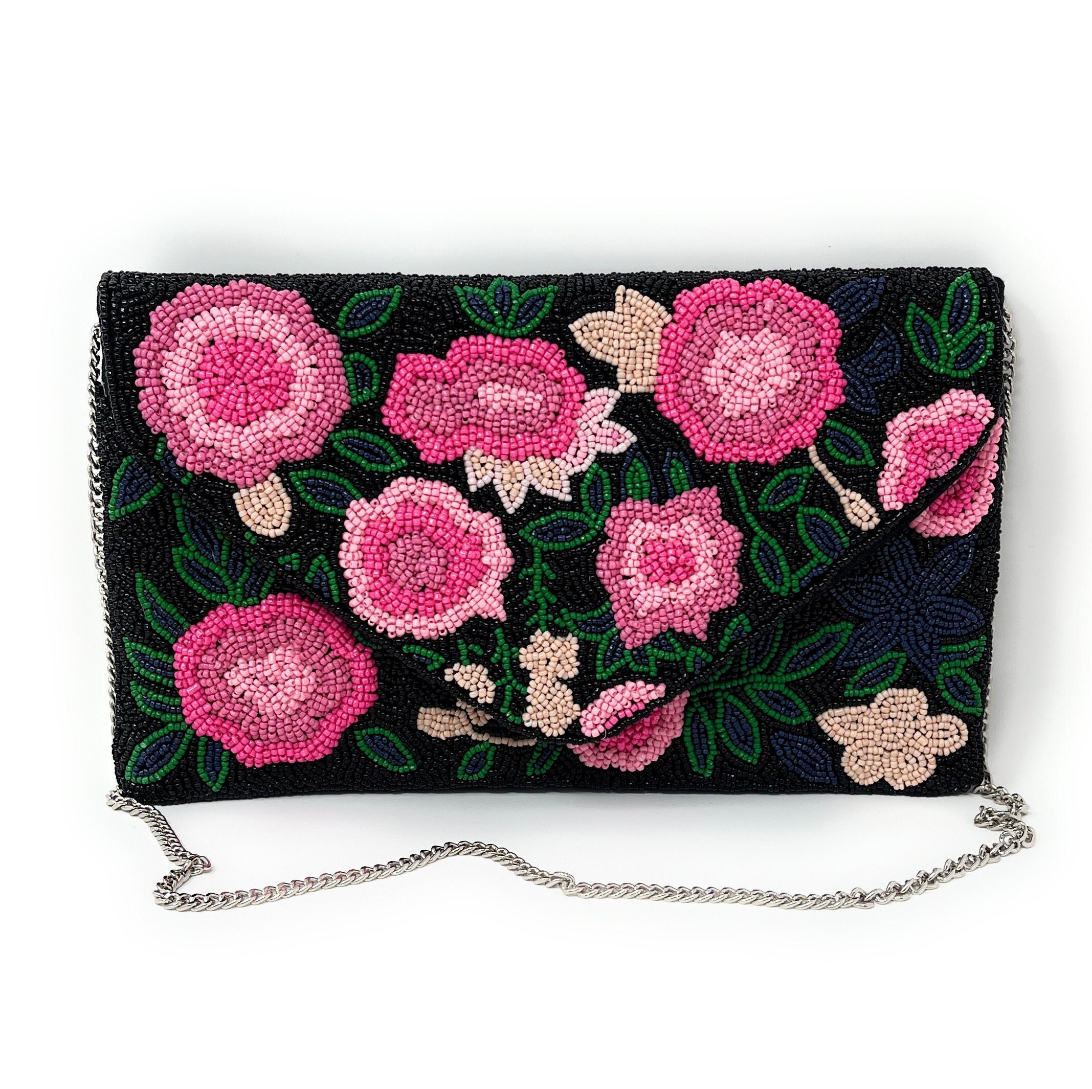 Floral Beaded Clutch Purse, Floral Clutch Bag, Beaded Clutch Purse ...